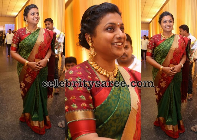 Roja Green Floral Silk Saree - Saree Blouse Patterns