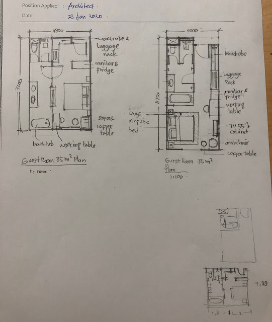 Menggambar Denah Kamar Hotel - Drawing Layout Plan Guest Room Hotel