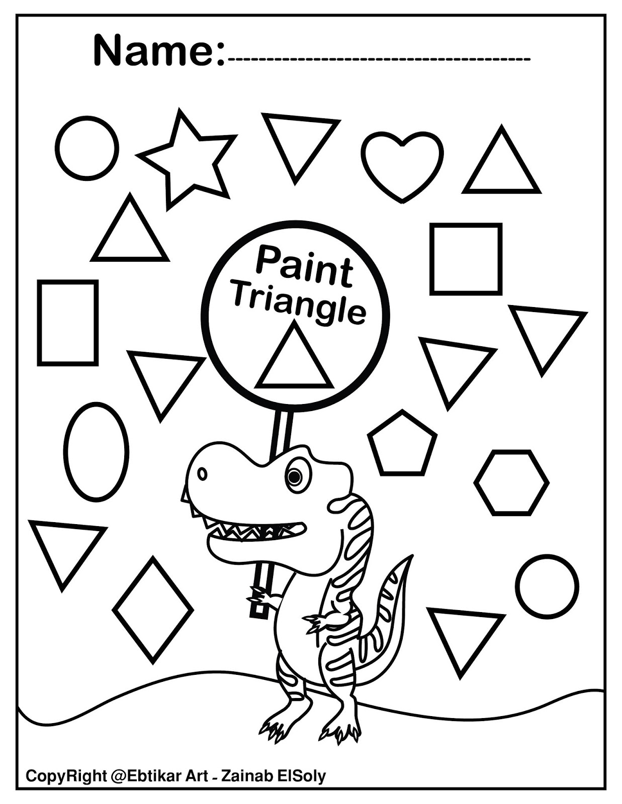 Set of Basic Shapes Dinosaur T-rex Activity Paint a Dot