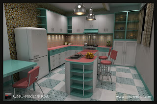 3D Rendering & Modeling Gallery: 1950's Retro Kitchen Render (KSA)