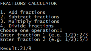 Java programs: Fractions Calculator program