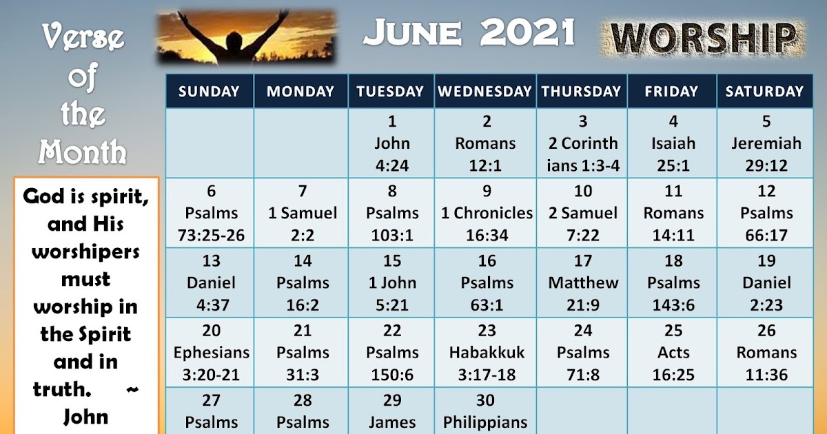 Daily Verse Calendar - JUNE 2021 - Printable Version