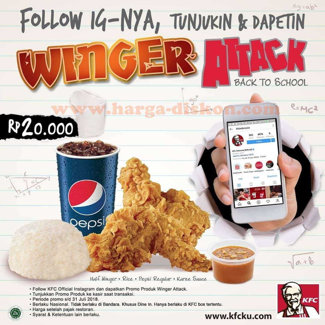Promo KFC WINGER ATTACK Hanya Rp20.000 (termasuk pajak)