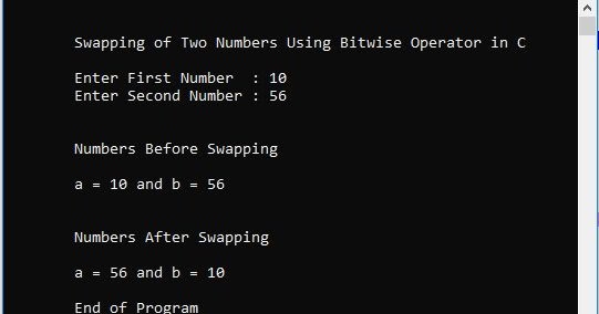 Free Programming Source Codes And Computer Programming Tutorials Swapping Of Two Numbers Using