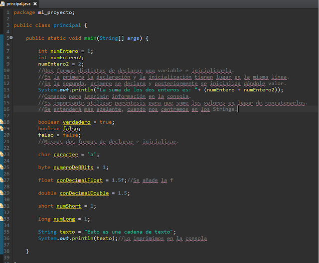 Variables y tipos de datos en Java.