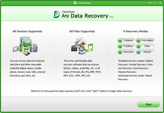 خزمەتگوزاری کۆمپیوتەر: Tenorshare Any Data Recovery Pro 4.8.0.0