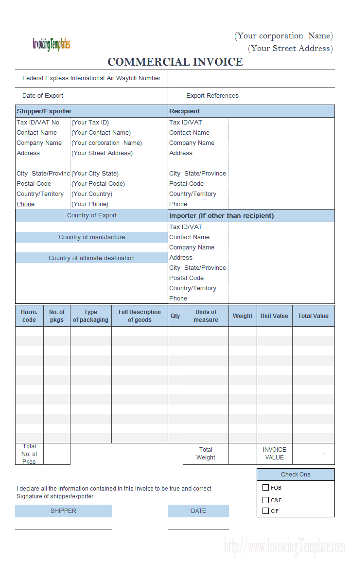 Cif Invoice Sample - Invoice Template