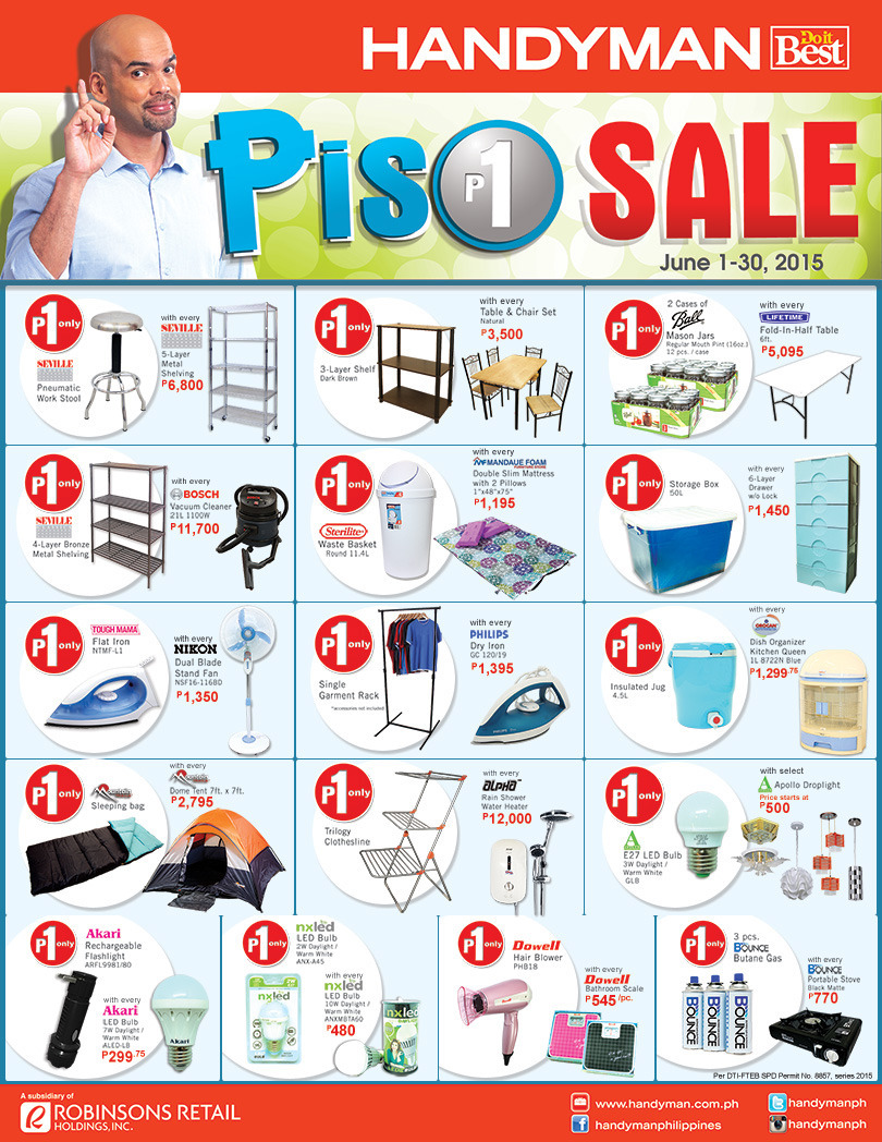 Manila Shopper: Handyman Piso SALE: June 2015