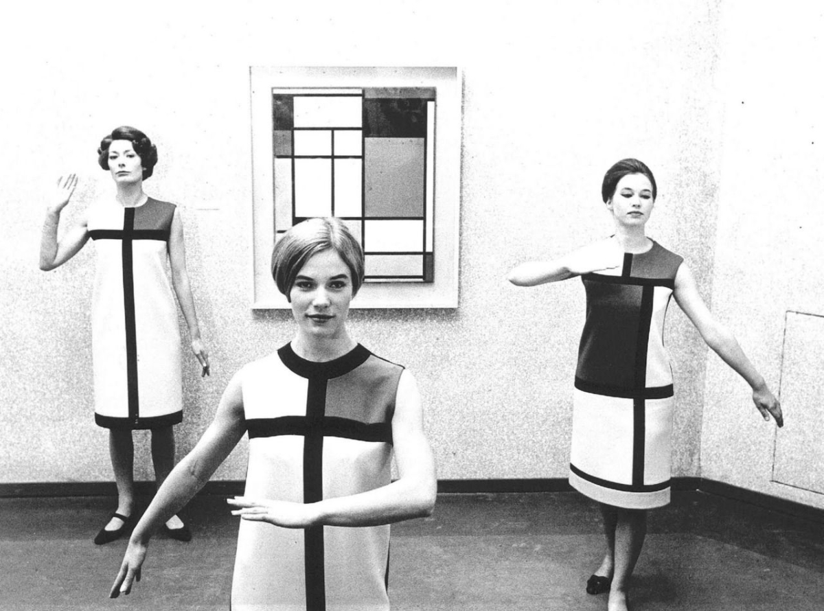 Colorful Dresses by Yves Saint Laurent Shown With a Mondrian Painting ...