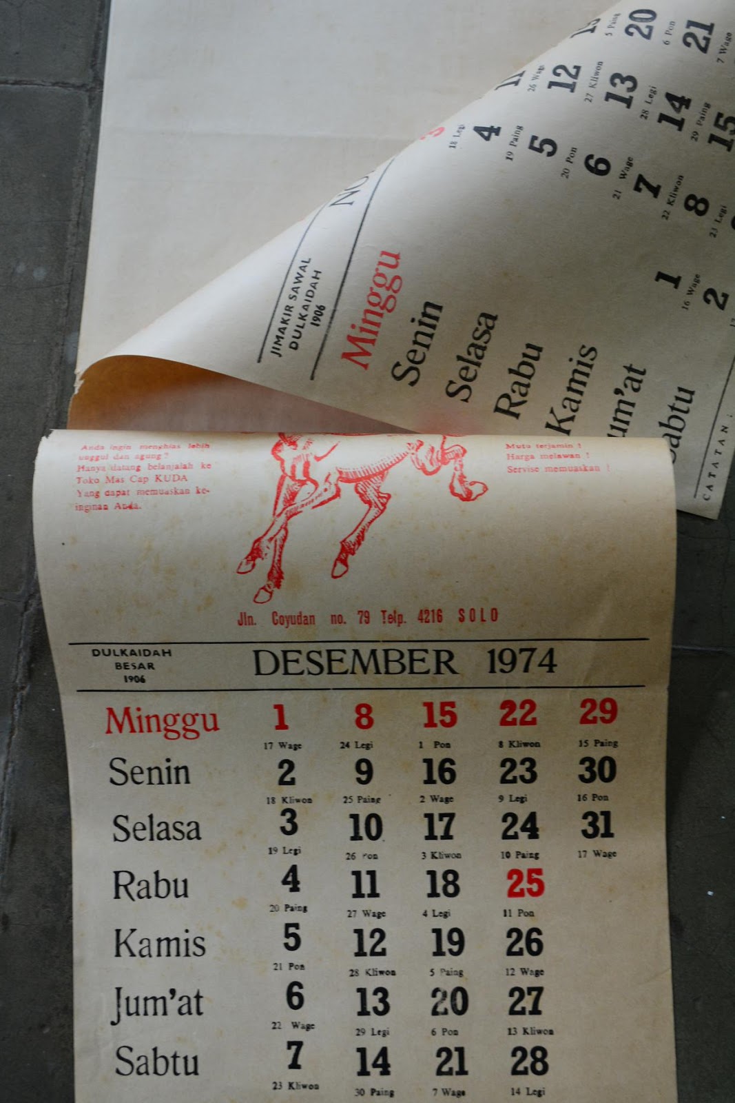 Antik Curio Reklame Lama Vintage & Retro Djojosoepoko: Kalender Tahun ...