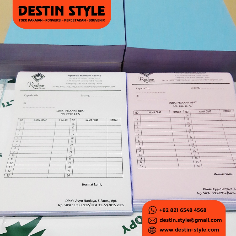 FAKTUR NOTA KWITANSI 24 | Destin Style® | Konveksi - Percetakan - Souvenir