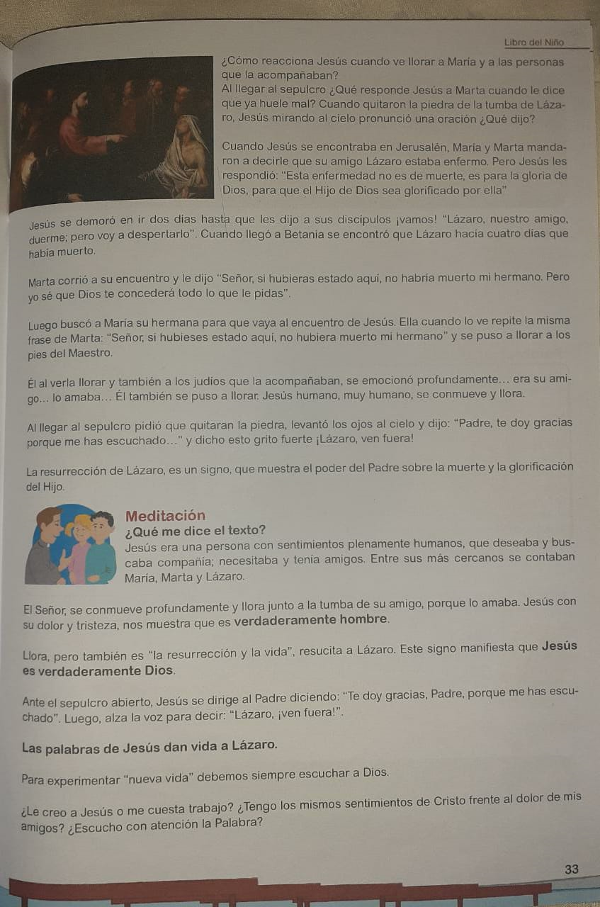 CATEQUESIS 3º: ENCUENTRO N° 10: LA RESURRECCIÓN DE LÁZARO