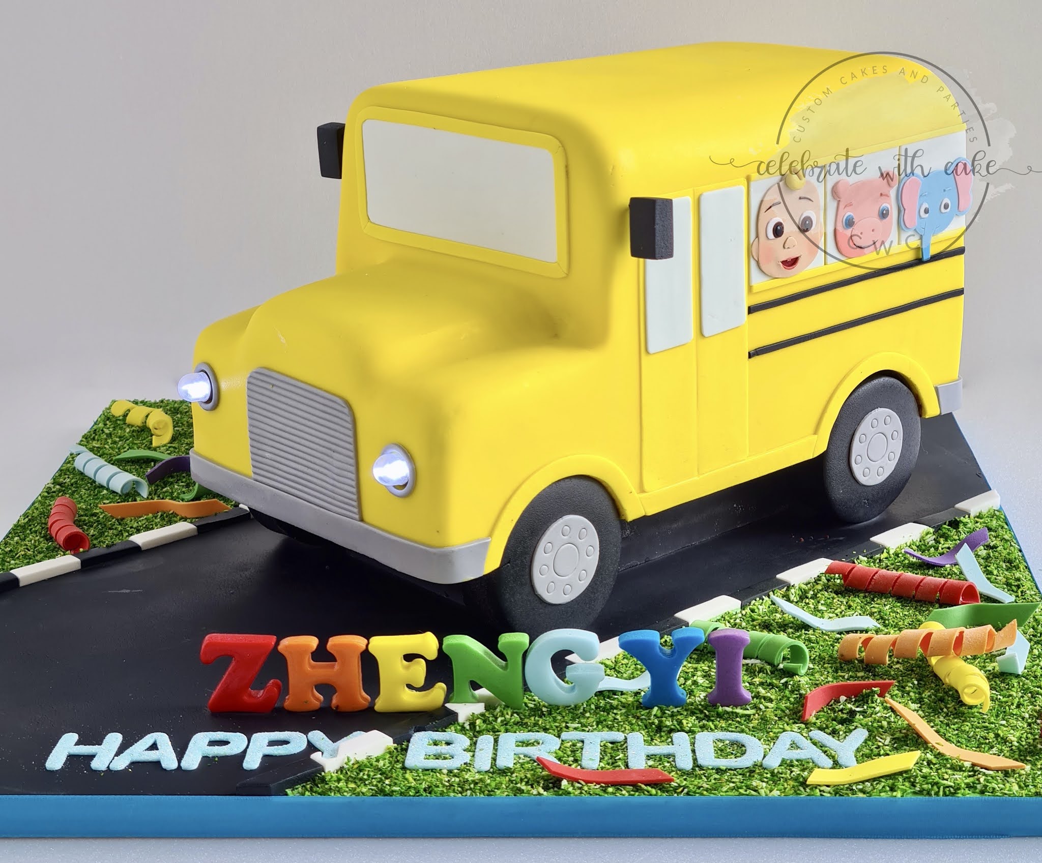 Celebrate with Cake!: 3D sculpted School Bus Cocomelon themed Cake