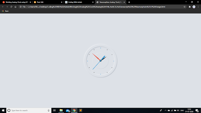 Working Analog Clock Using Html Css And Javascript Neumorphsim Ui 1123
