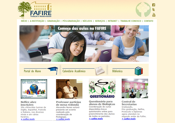 Novo Layout Site Faculdade Fafire | www.fafire.br | - Criação Colaço ...