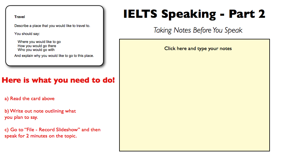 IELTS @ ATHS: IELTS Speaking - Taking Notes
