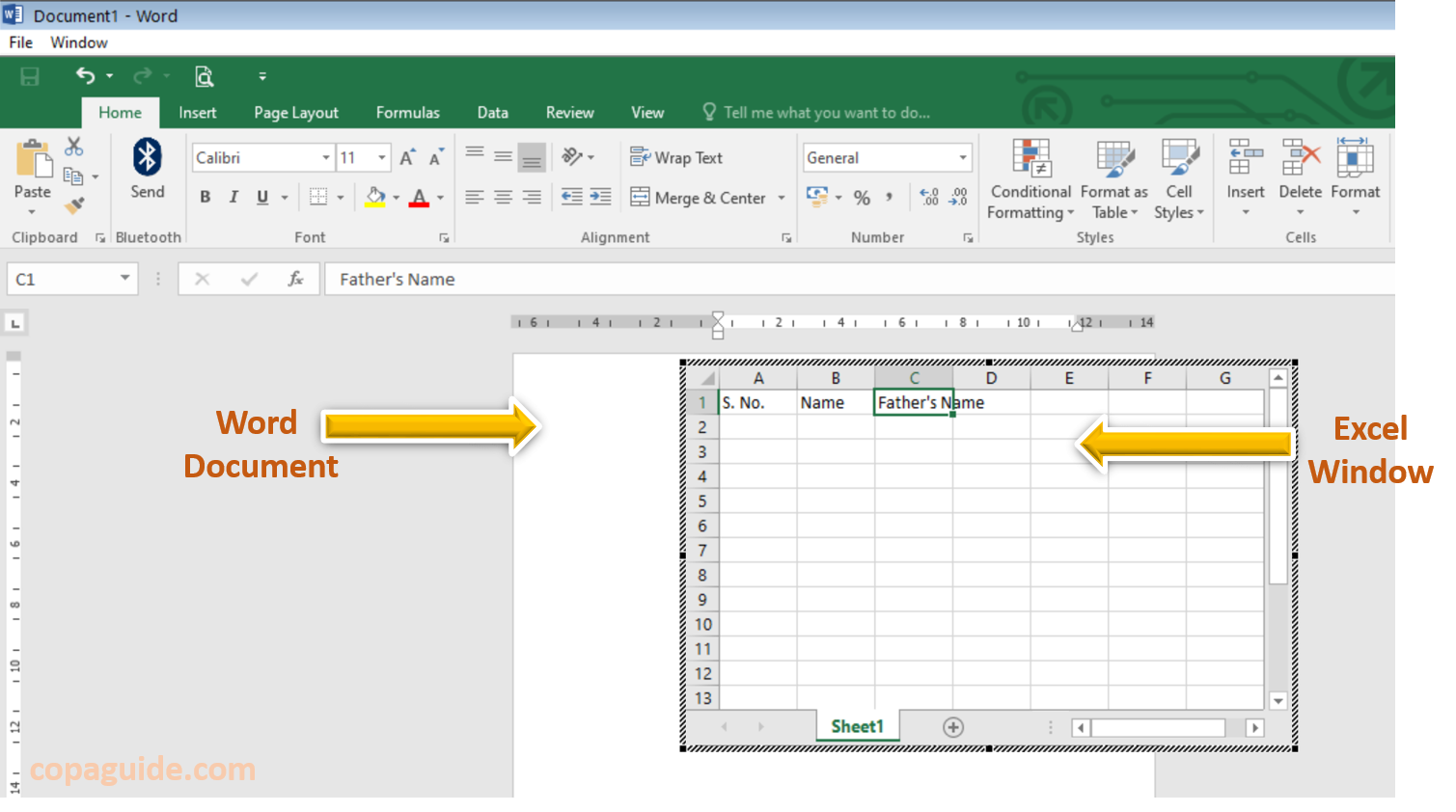 Ms Word Using Excel Spreadsheet Computer Hindi Notes