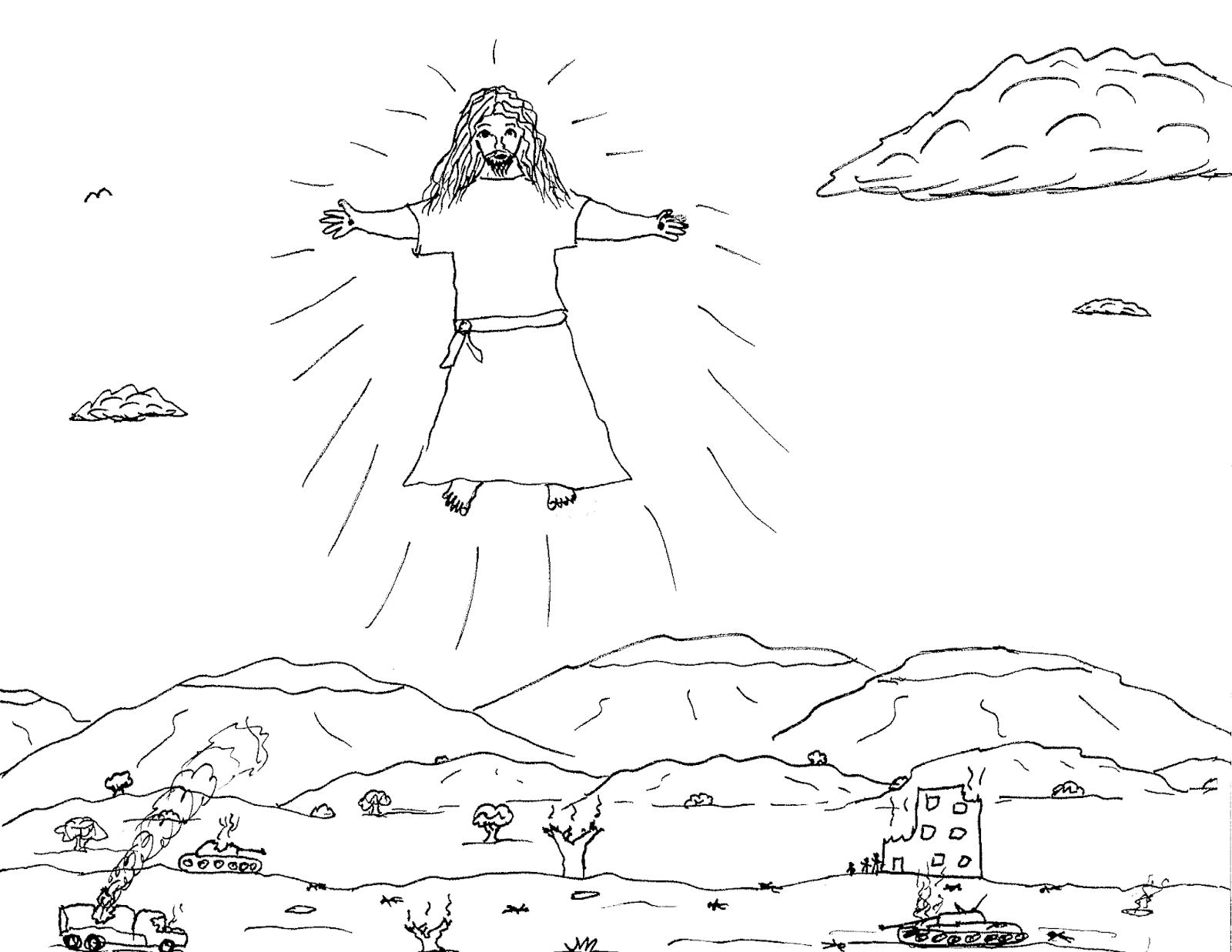 Robin's Great Coloring Pages: Resurrected Jesus leaves the Tomb ...