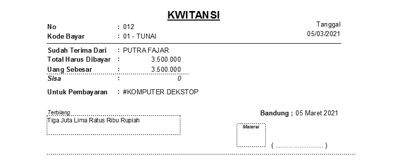 Aneka Program Accses: MS Accses Program Kwitansi