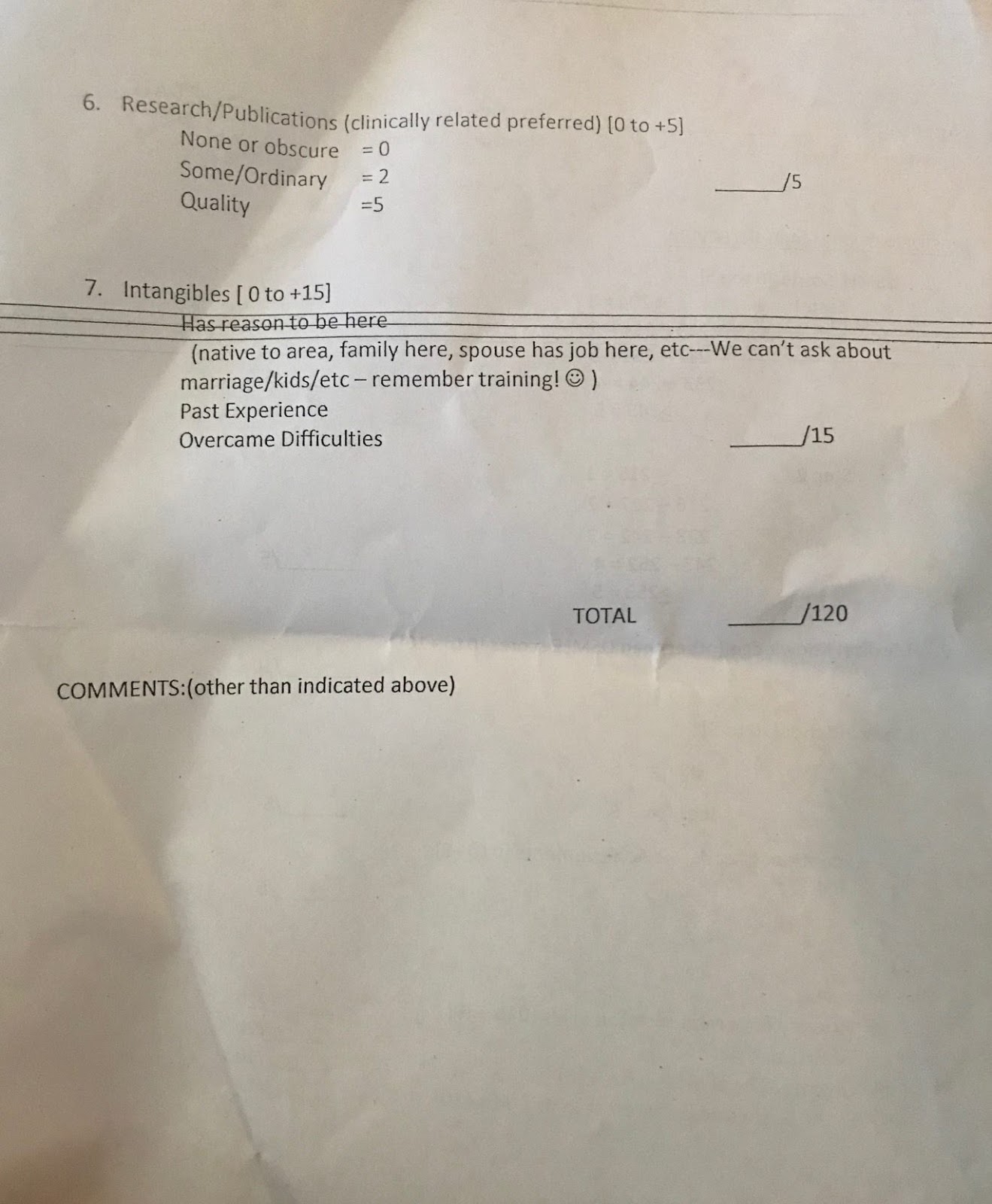 RESIDENCY INTERVIEW EVALUATION FORM