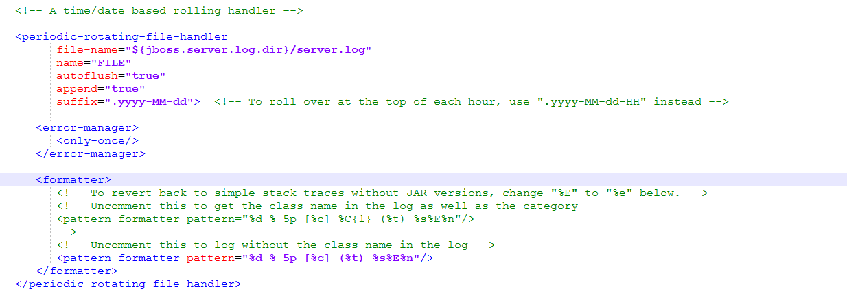 JBoss log file configuration