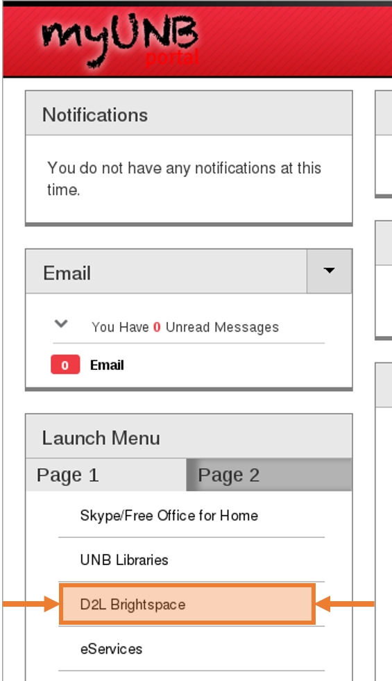 Accesing D2L UNB: Login