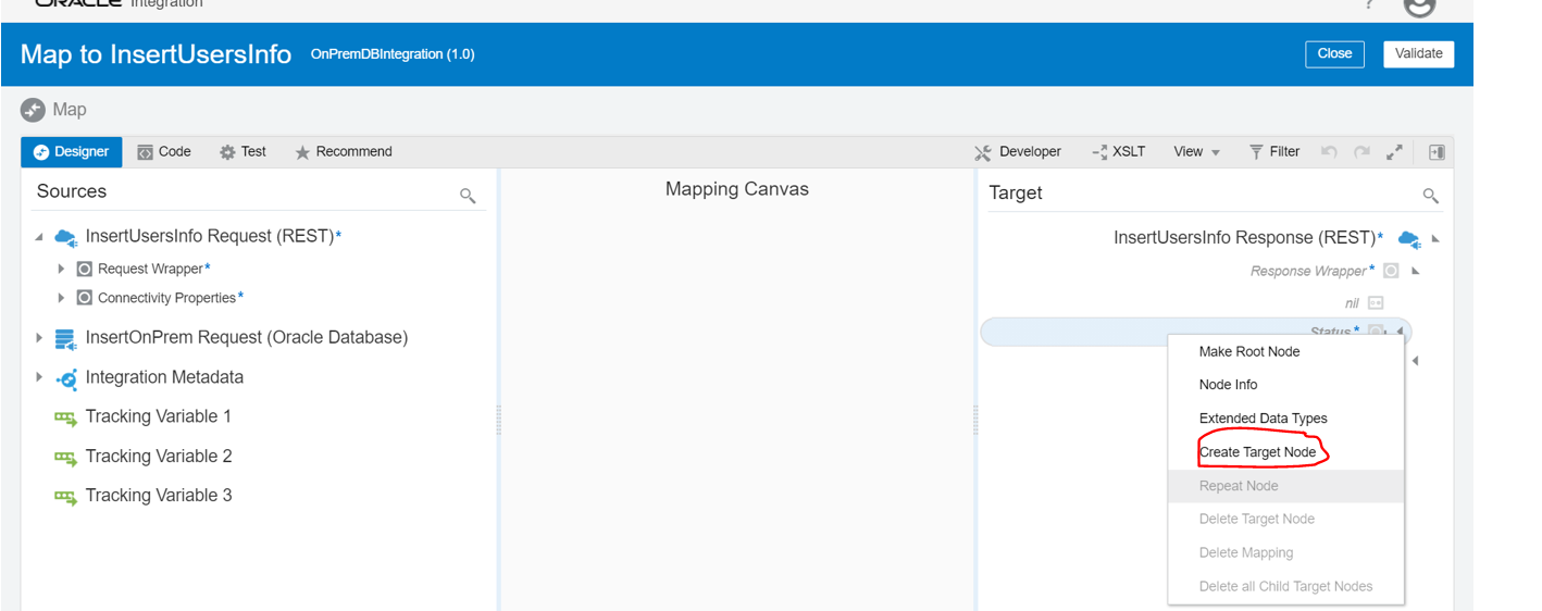 Create a REST API in OIC Service to insert data in OnPrem Database