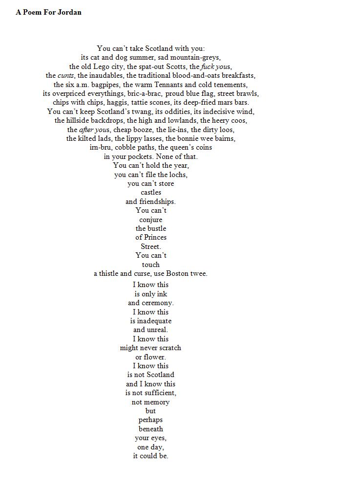 Russell Jones: Day 4: A Poem for Jordan