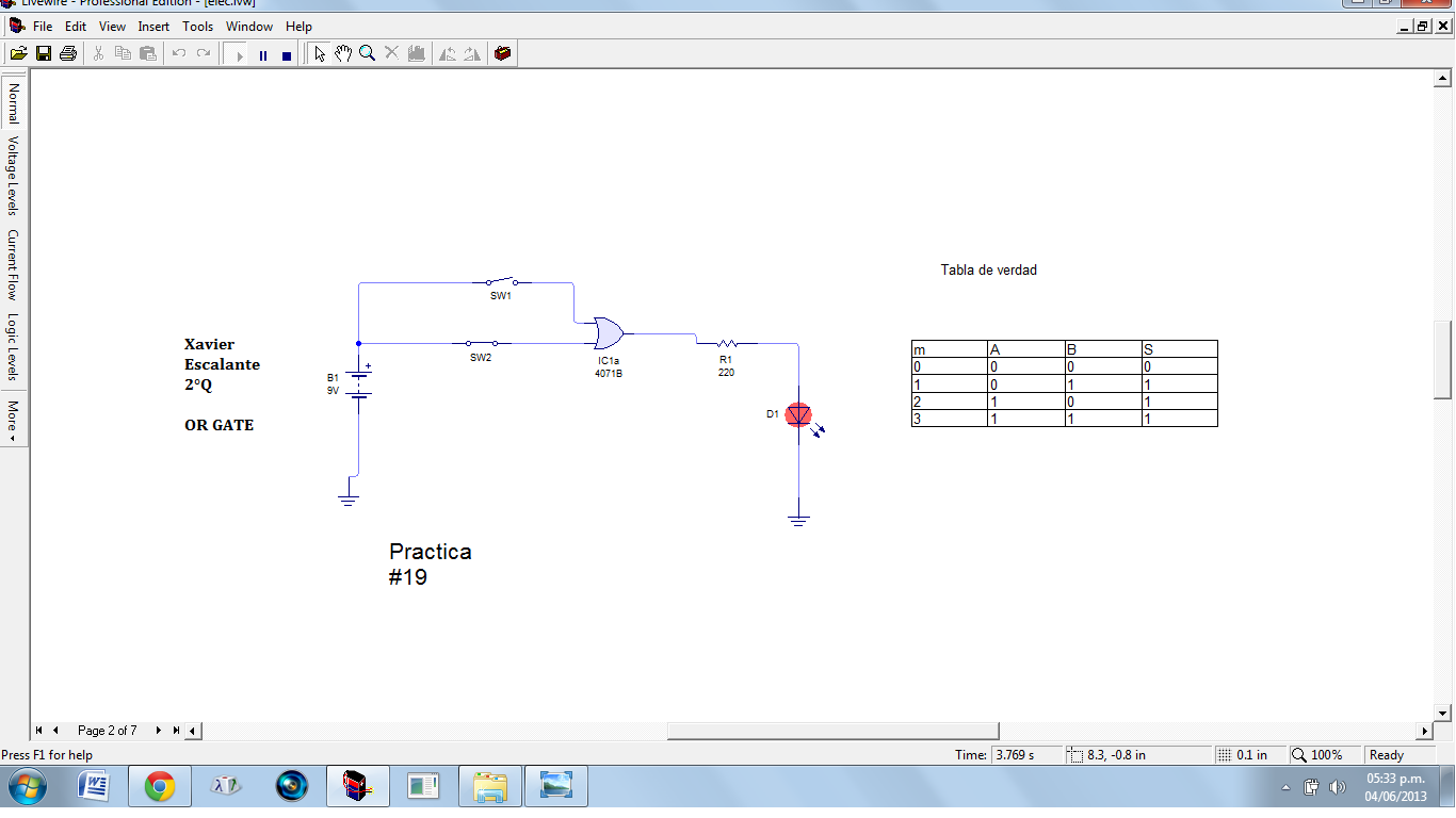Electronica Cetis 71: Practica #19.- Compuertas Lógicas Livewire