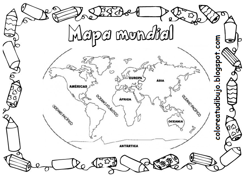 Mapa Mundi para colorear - COLOREA TUS DIBUJOS