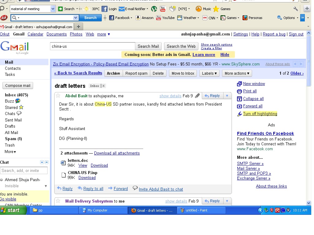 ISI Chief - Ahmed Shuja Pasha Email ID hacked by Indian Hacker