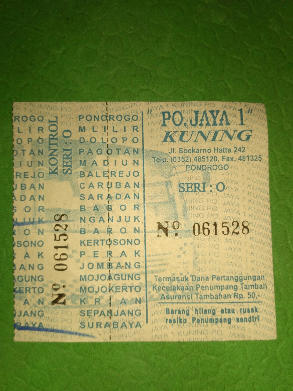 Caper Touring "One Stop Journey": Koleksi Karcis Bus