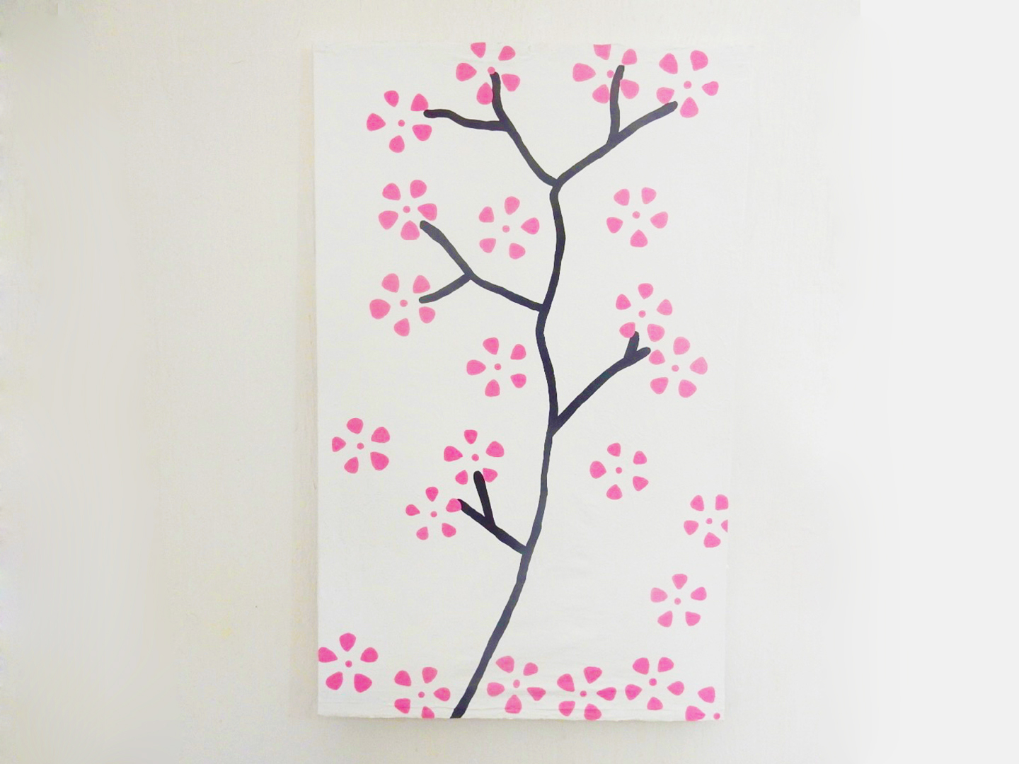 DIY Japanese Cherry Blossom Tree Inspired Wall Art