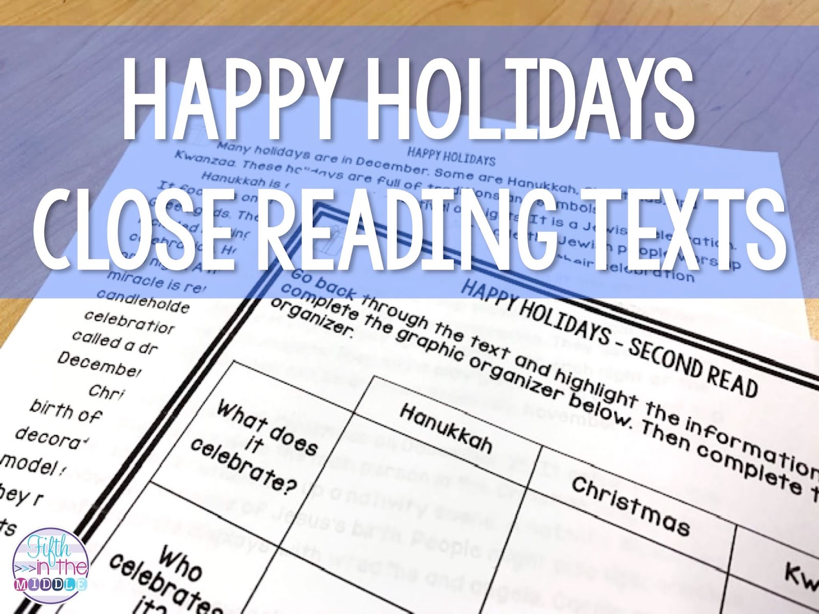 Happy Holiday Close Reading Text | Fifth in the Middle