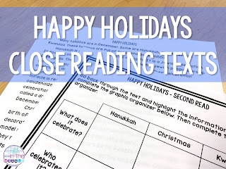 Happy Holiday Close Reading Text | Fifth in the Middle