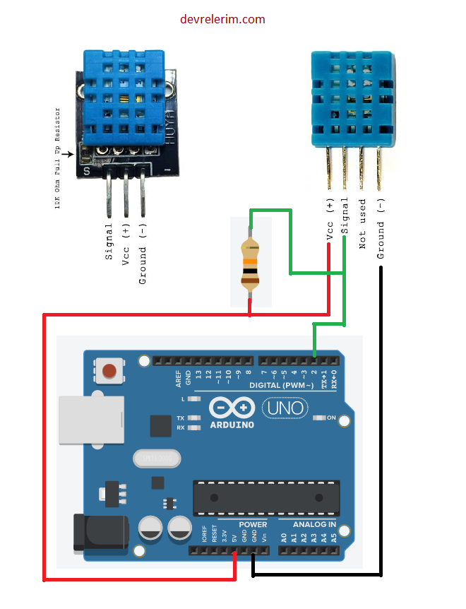 Arduino DHT11 Kullanımı - Arduino Kod - Arduino Termometre yapımı