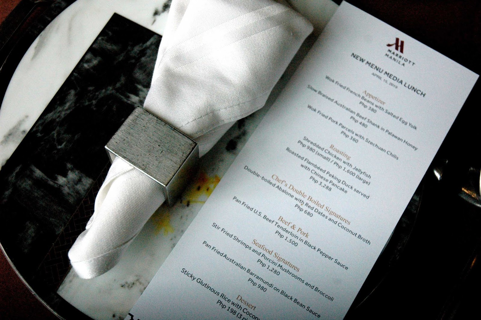 DUDE FOR FOOD: Marriott Manila's Elegant Man Ho Unveils New Menu