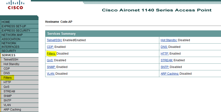 Cisco access point mac address filtering
