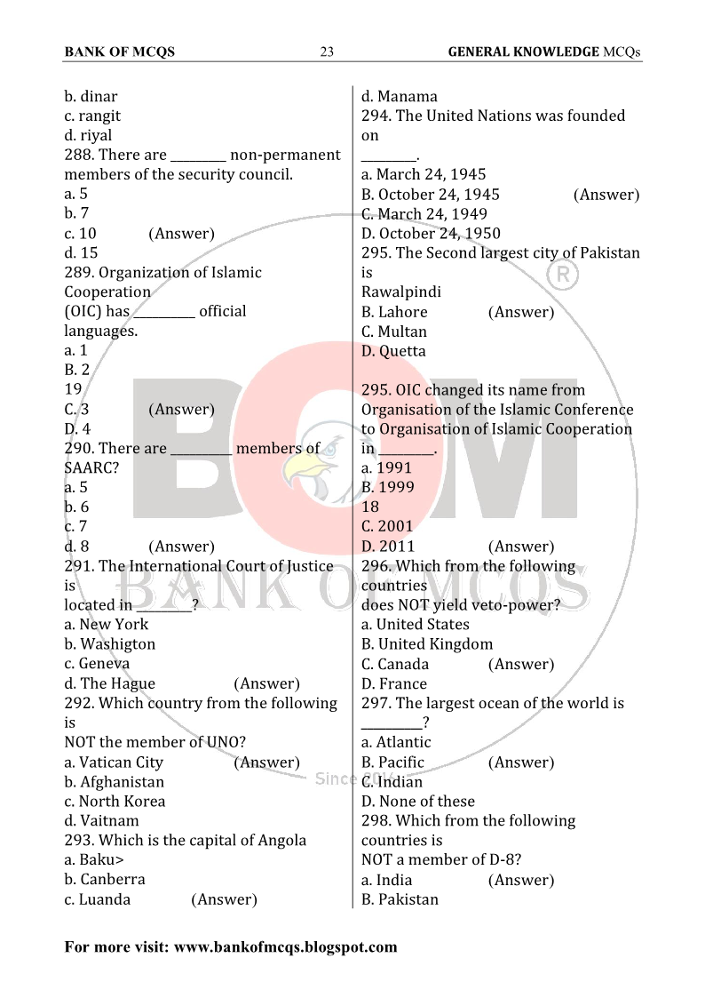 General Knowledge MCQs