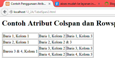 Penggunaan Colspan & Rowspan Pada HTML