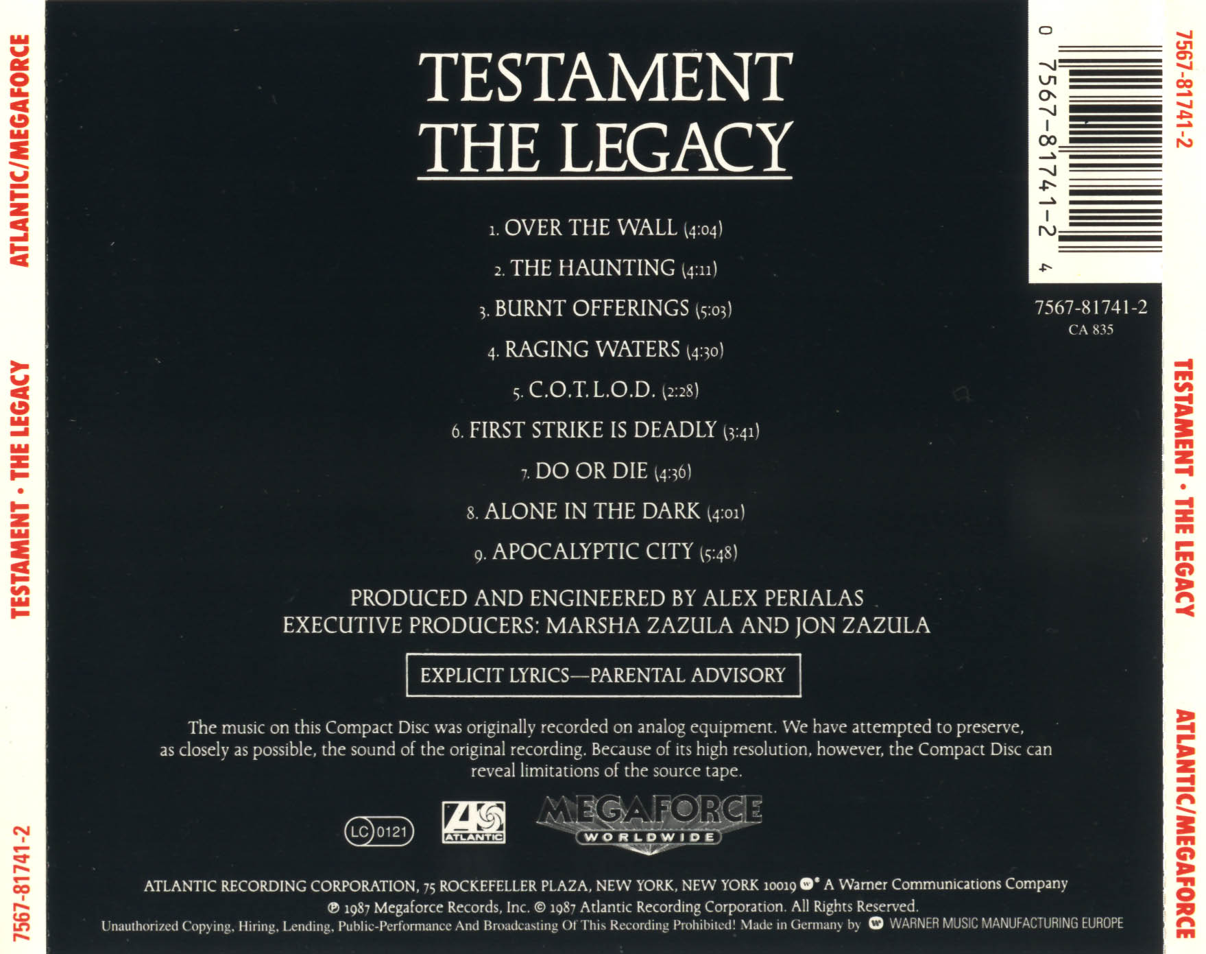 Classic Rock Covers Database: Testament - The Legacy (1987)