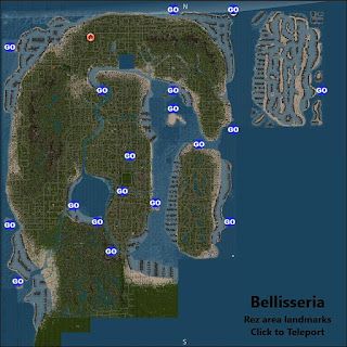 Echt Virtuell: Bellisseria Karte mit Teleports zu Rez-Zonen