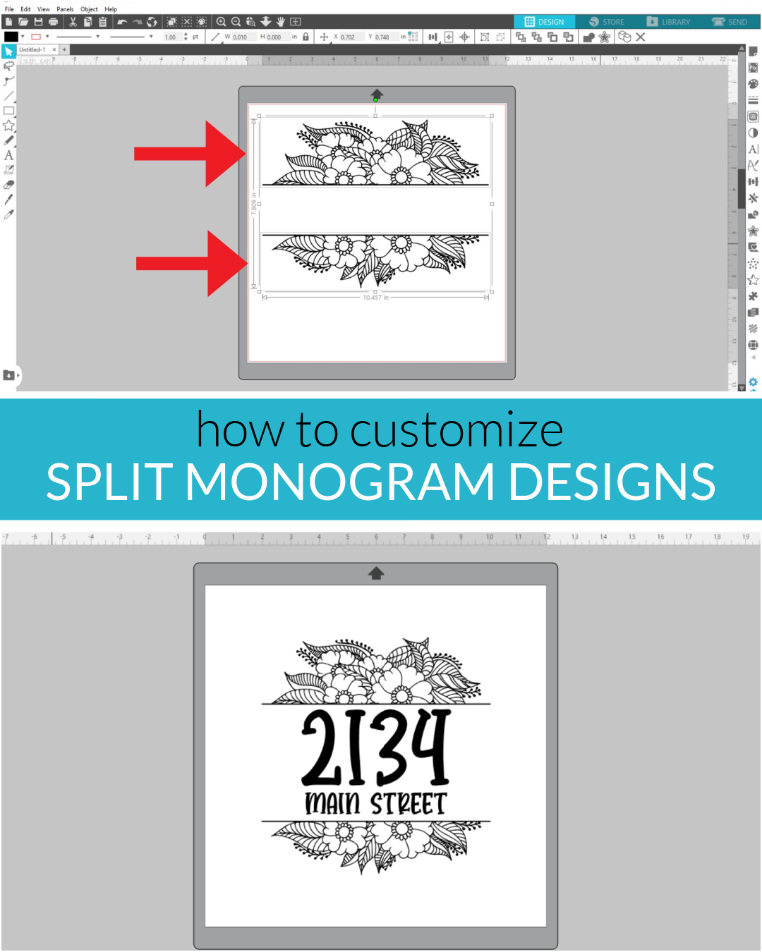 Split Monogram Design: How to Add More Space for Text in Silhouette ...