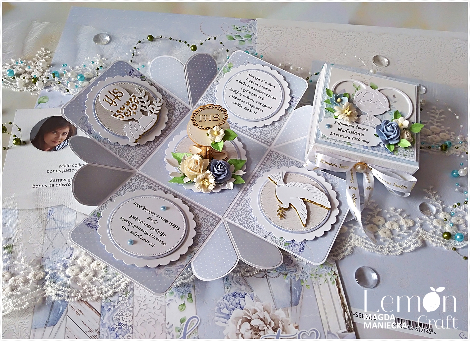 Pamiątka Pierwszej Komunii Świętej - exploding box dla chłopca | Lemoncraft