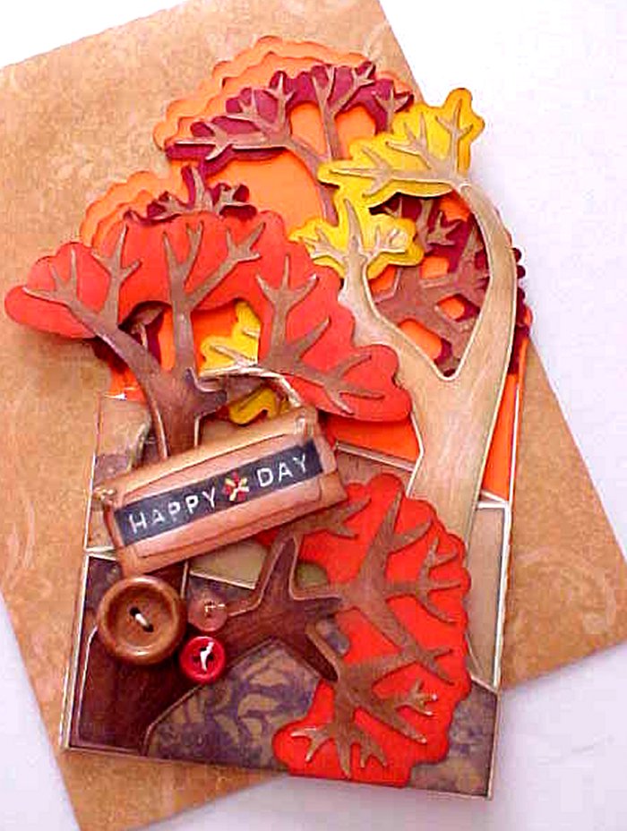 Paper Craft Creations: Dimensional Fall Harvest Colorful Trees Card