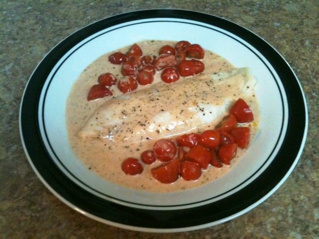 Cooking for One: Roasted Fish with Tomato Basil Cream Sauce