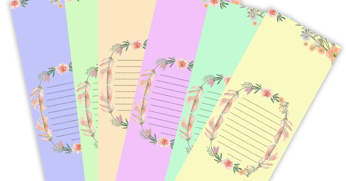 6 COLORFUL FREE " PERSONAL FLORAL NOTES " BOOKMARK