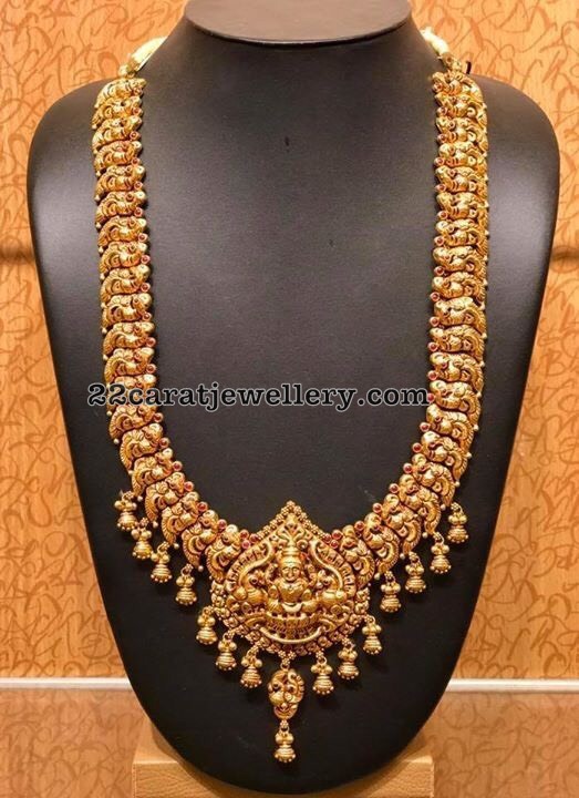 Traditional Peacock Lakshmi Design Gold Nakshi Work Long, 45% OFF