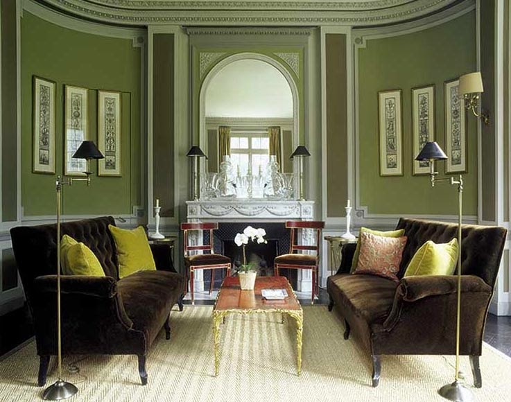 Decoración de salas en verde y marrón - Colores en Casa