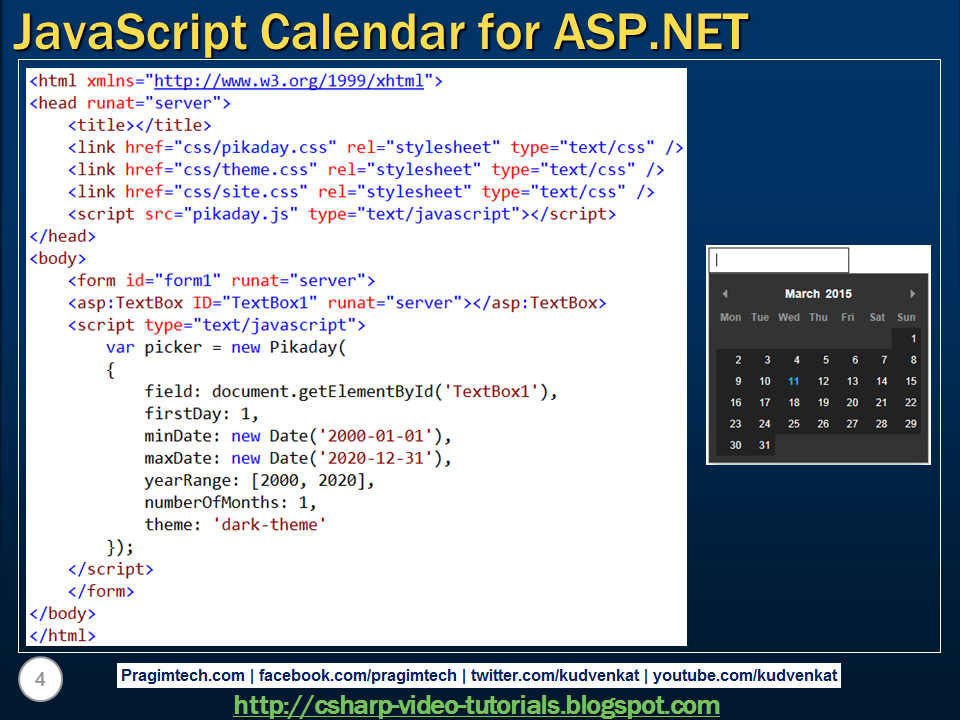 Sql Server Net And C Video Tutorial Javascript Calendar Date Picker For Aspnet